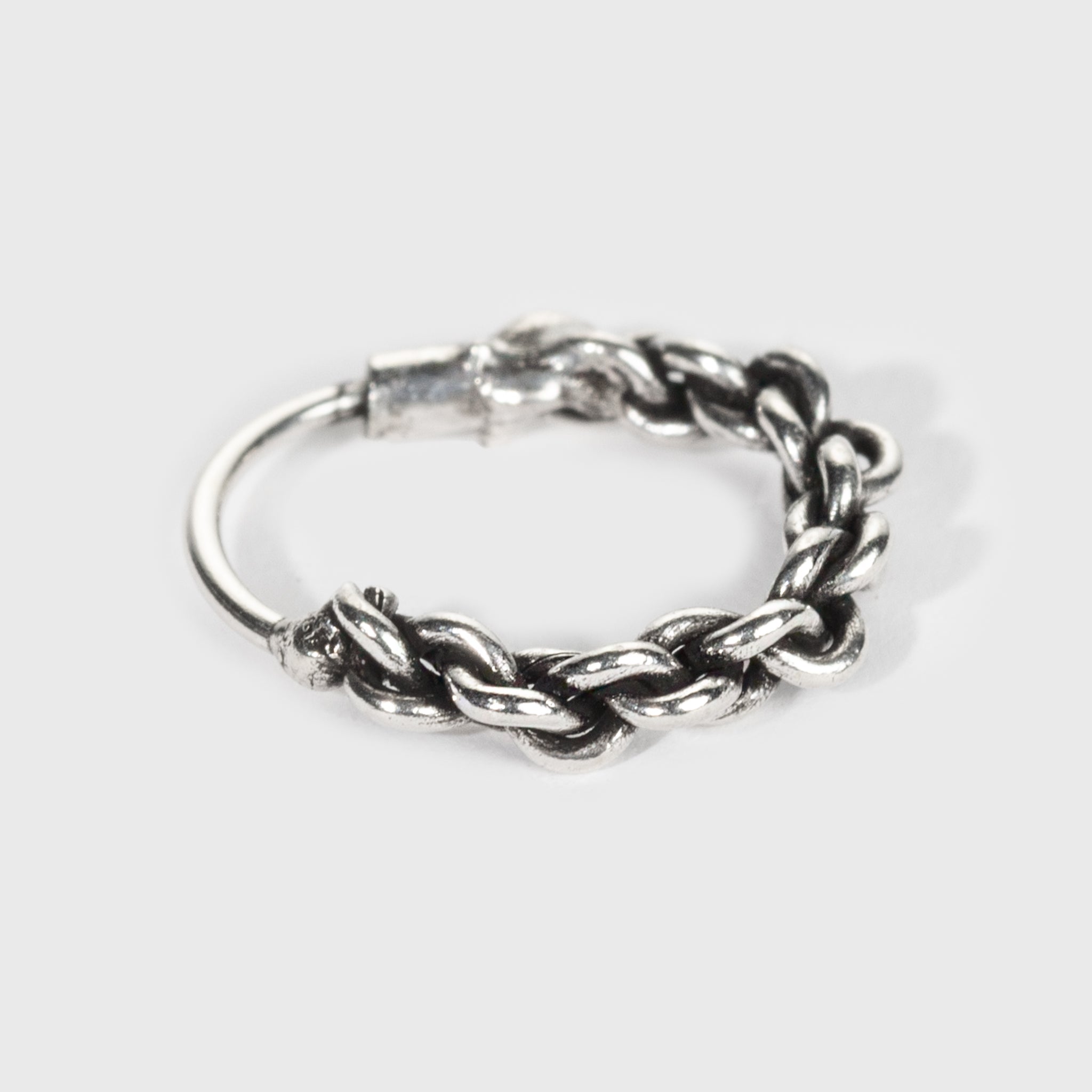 Silver Nose Ring, Braided Design with an oxidized finish – Grimfrost
