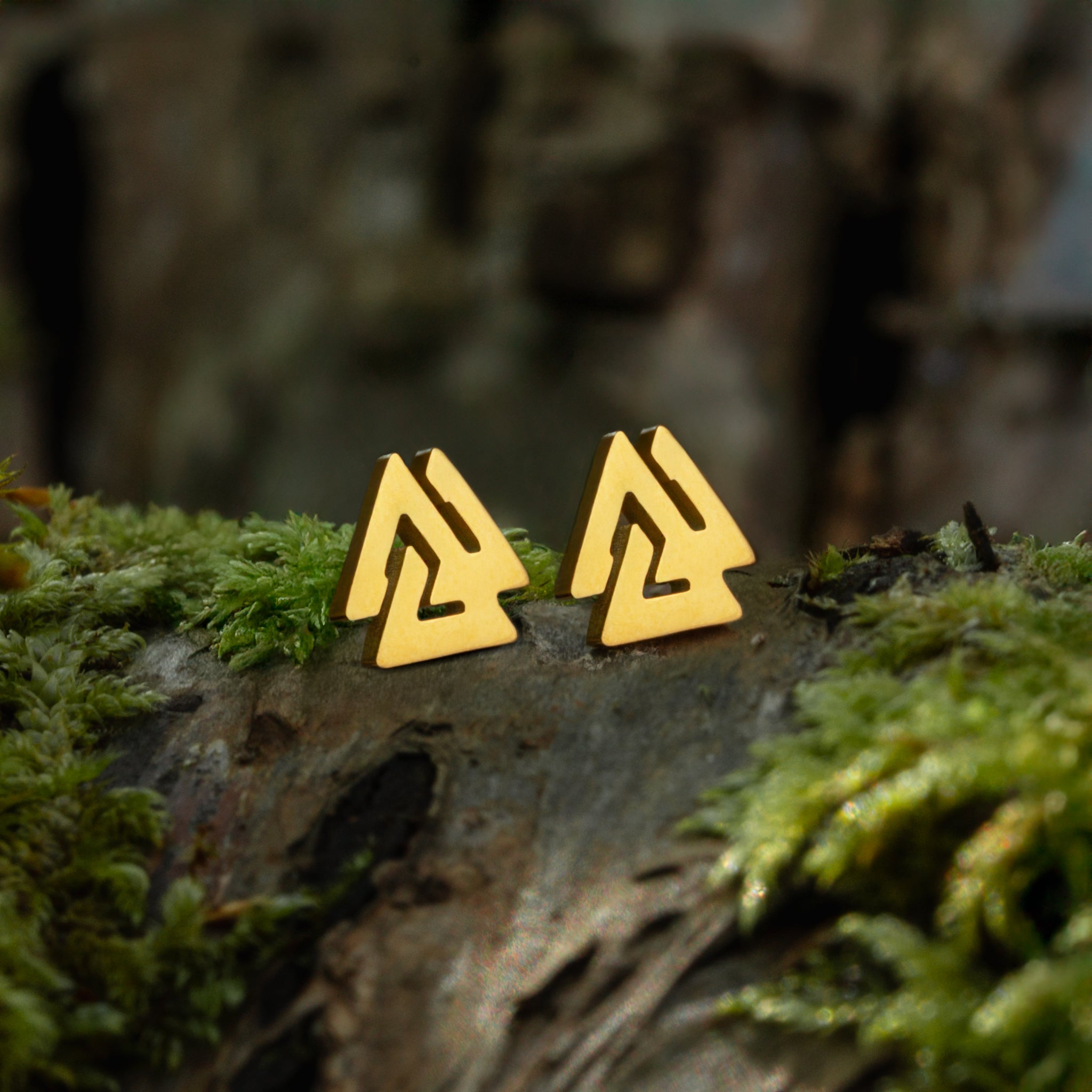 Stud Earring, Valknut Gold Plated – Grimfrost