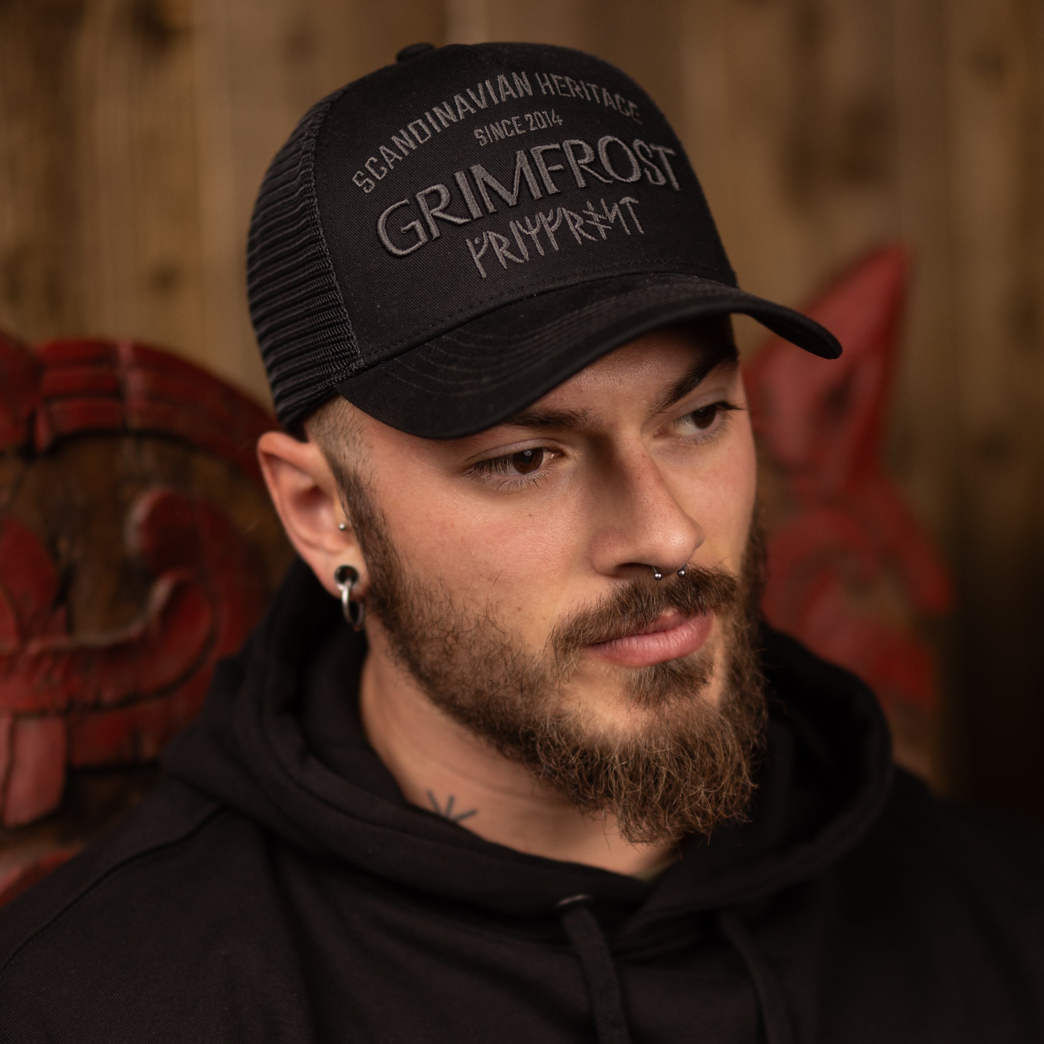 Trucker Cap, Scandinavian Heritage, Black – Grimfrost