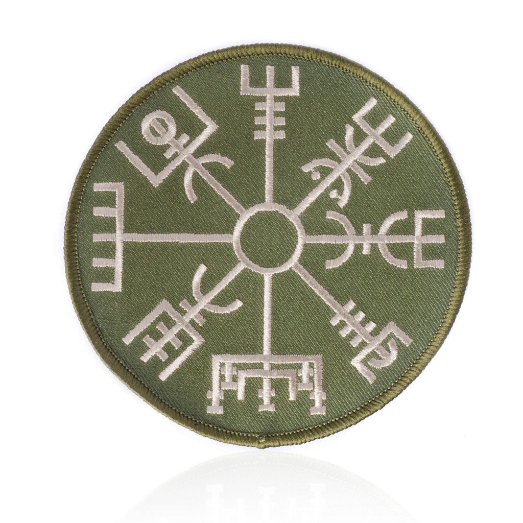 Vegvisir Patch, Embroidered, Army Green – Grimfrost