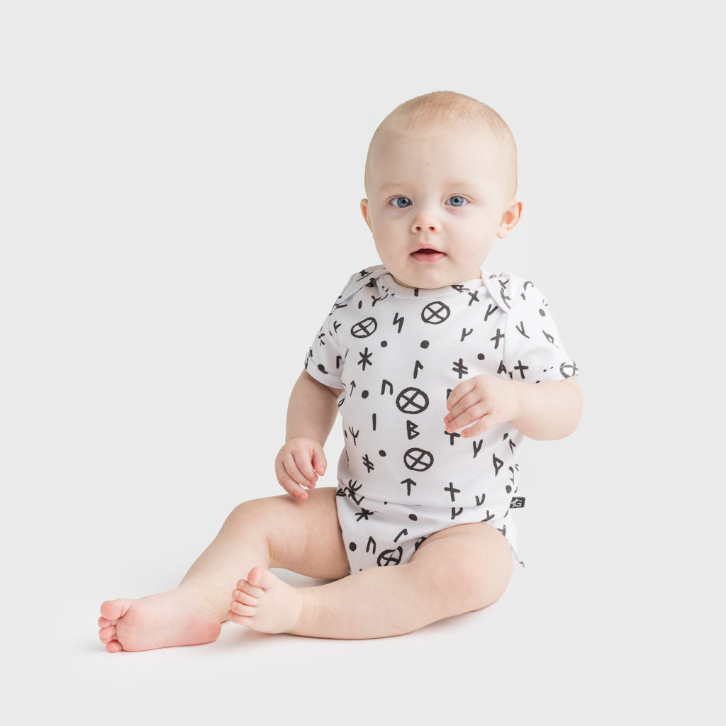 Baby Bodysuit, Runes, White – Grimfrost