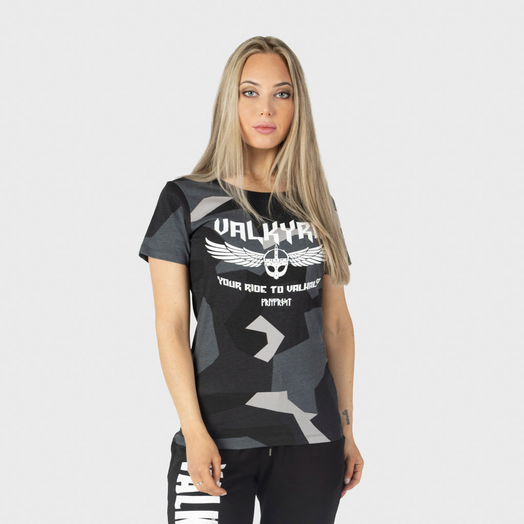 Women's Premium T-shirt, Valkyrie, M90 Grey Camo – Grimfrost